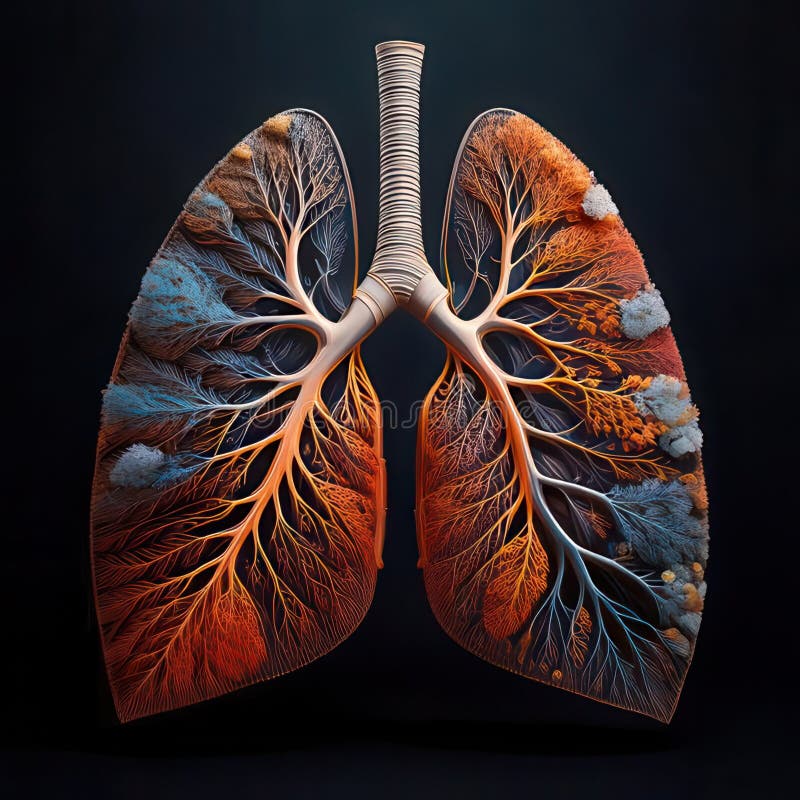 Intricate Lung Illustration Showcasing Vibrant Tree-like Structures ...