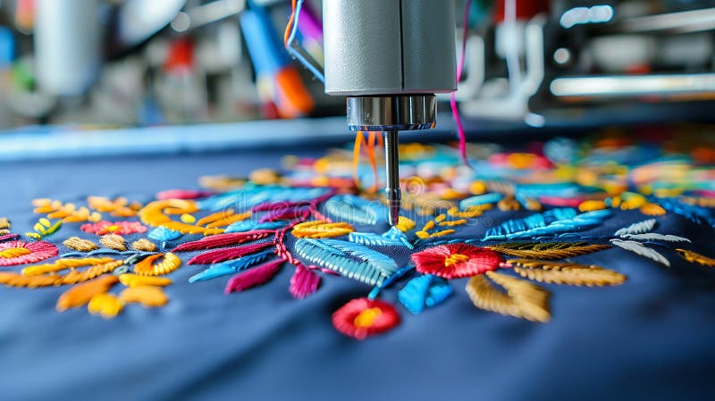 Intricate Machine Embroidery Process Showcasing Vibrant Threads and ...