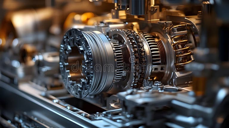 Intricate Machinery Gears and Cogs in a Complex Metal Engine System ...