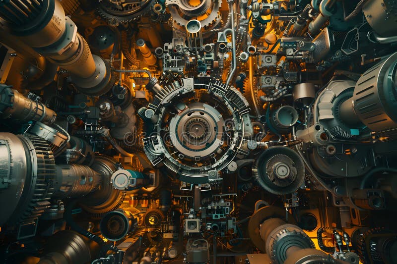 Intricate Machinery and Gears Forming a Complex Industrial Design Stock ...