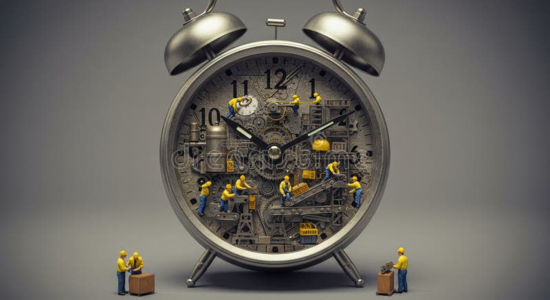 Intricate Machinery Inside Retro Alarm Clock with Miniature ...