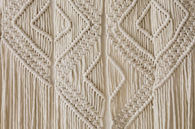 Intricate Macrame Wall Hanging Showcasing Detailed Patterns and ...
