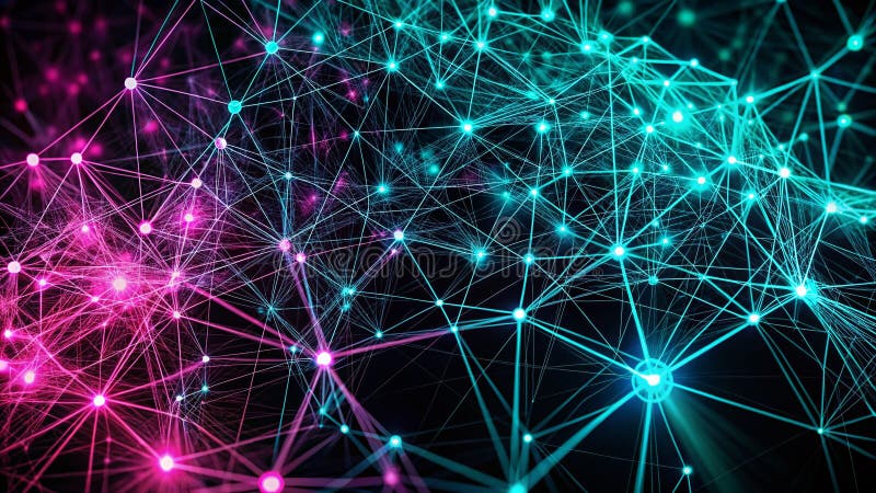 Intricate Magenta and Turquoise Plexus Network Against a Dark ...