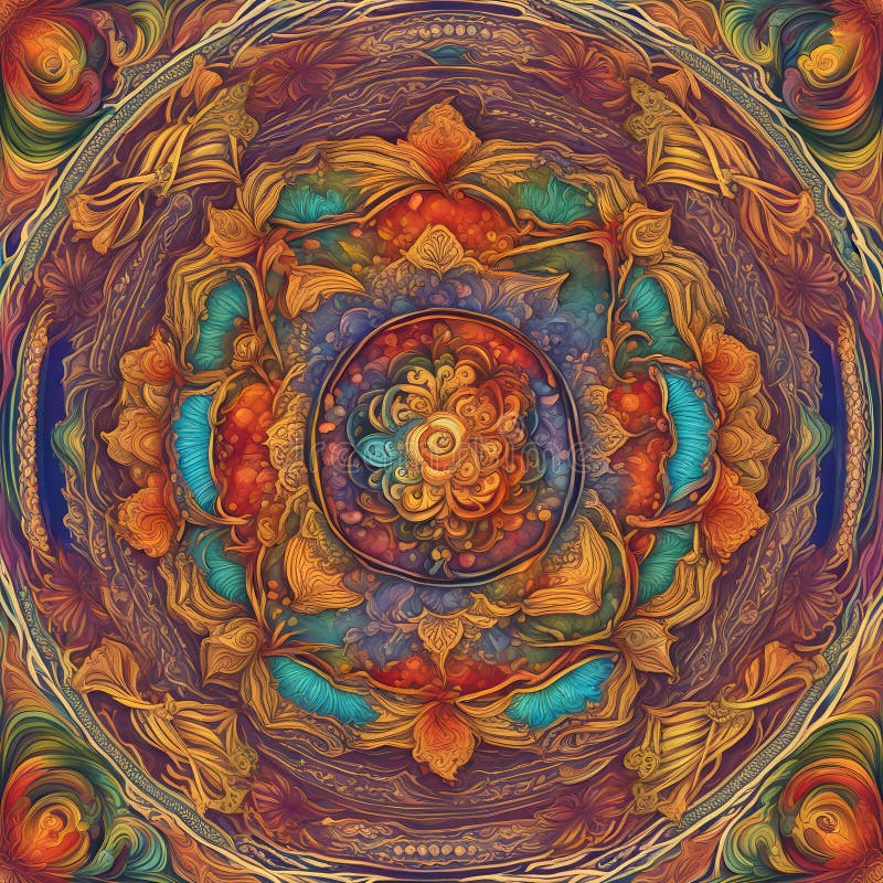 Intricate Mandala Art with Vibrant Colors and Patterns Stock ...