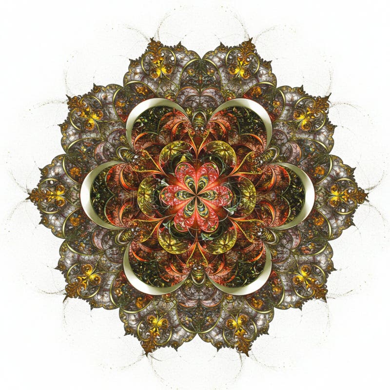 Intricate Mandala with a Circular, Symmetrical Design Featuring Layered ...