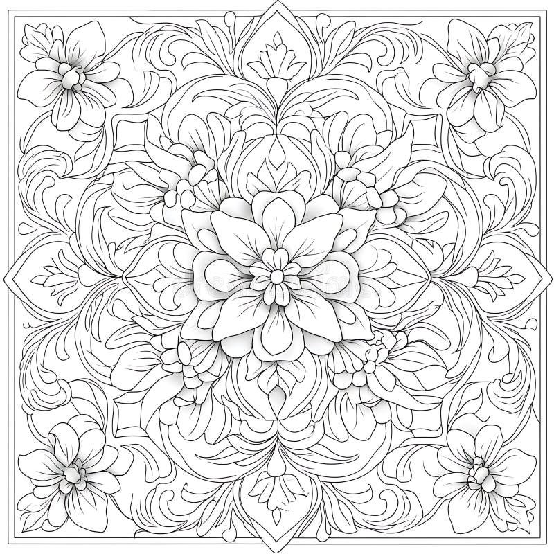 Intricate Mandala Coloring Page Design Stock Illustration ...