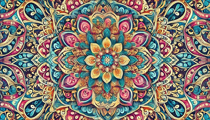 Intricate Mandala Design Featuring Symmetrical Floral Patterns in ...