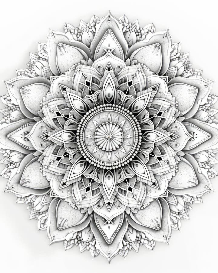 Intricate Mandala Design, Featuring Symmetrical Patterns and Geometric ...