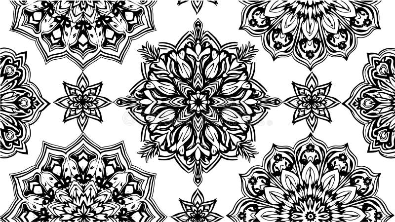 Intricate Mandala Designs Set with Black and White Ornamental Shape ...