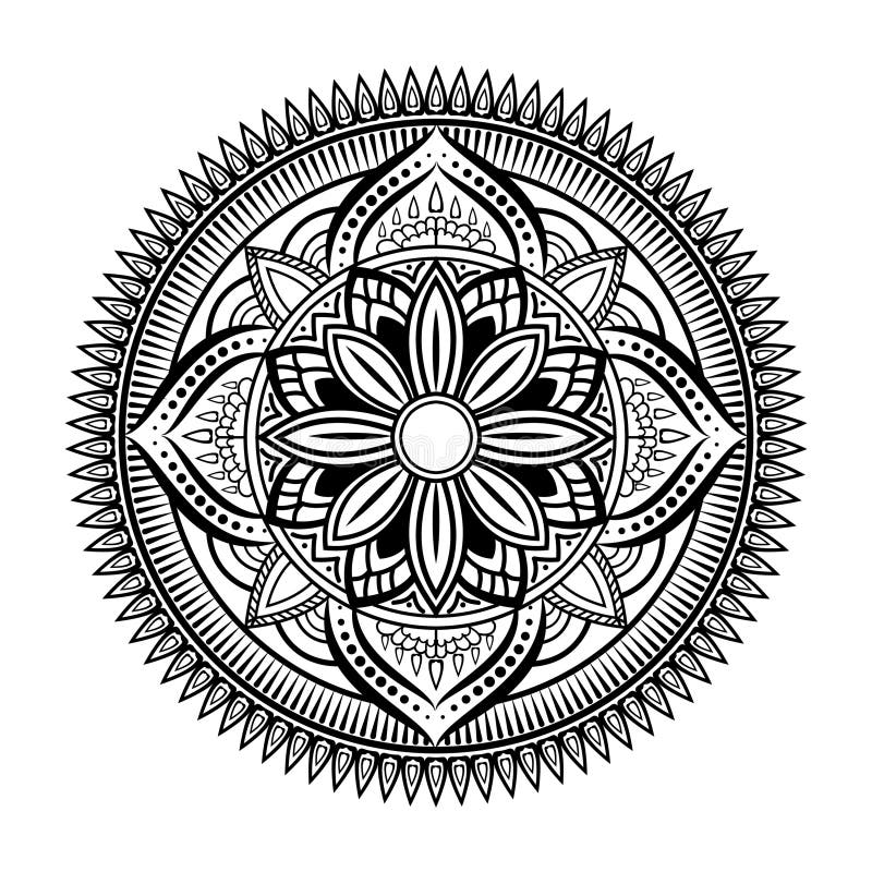 Intricate Mandala Line Art, Circular Mandala Design Stock Illustration ...