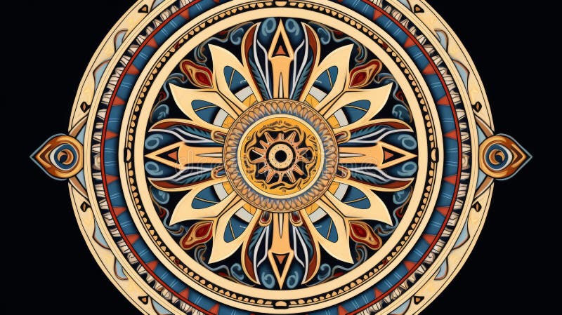 An Intricate Mandala with Native American Motifs Stock Illustration ...
