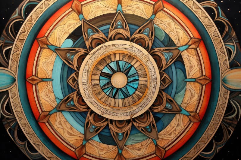 Intricate Mandala with Overlapping Circles and Triangles Stock Photo ...