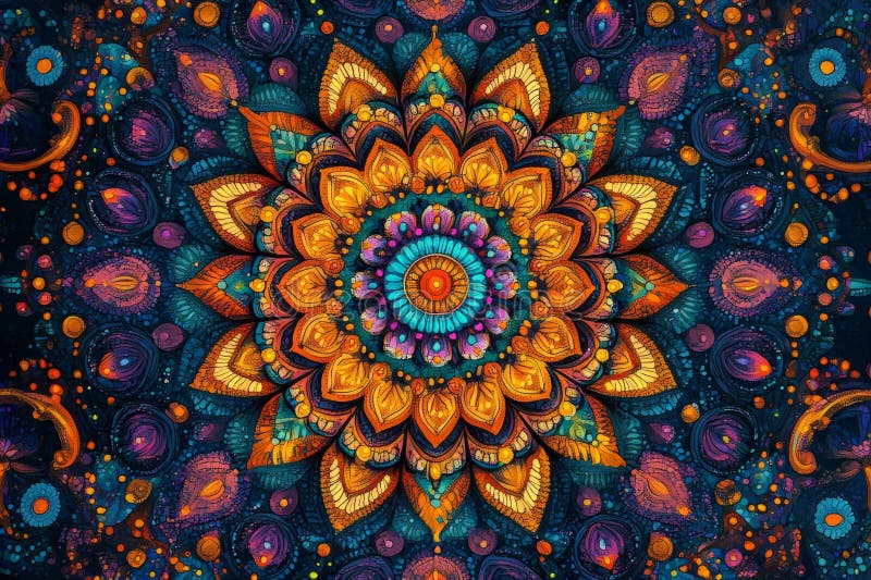 Intricate Mandala Pattern Bursting with Vibrant Colors, Creating a ...