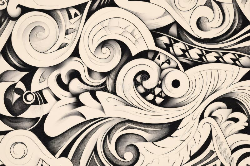 Intricate Maori Koru Design Forming a Captivating Monochrome Backdrop ...