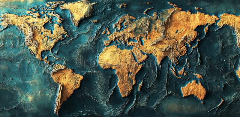 An Intricate Map Displaying the Topography of Southern Asia Stock Photo ...