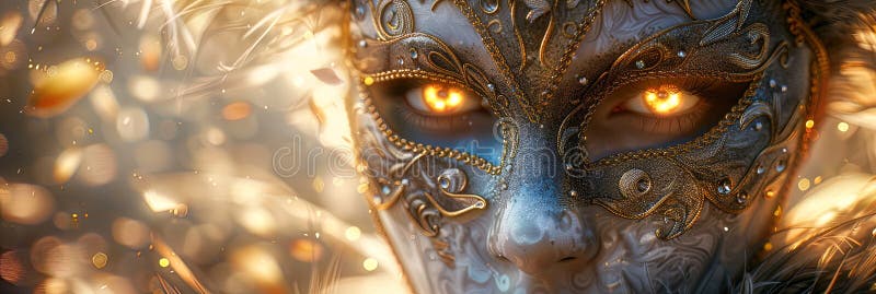 Intricate Masquerade Mask with Delicate Feather Stock Image - Image of ...
