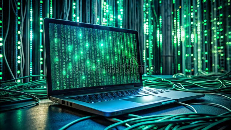 Intricate Matrix Displayed on Dark Laptop Screen a Deep Dive into Complex Data Visualization ...