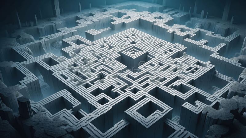 Intricate Maze Design Situated in a Dark, Atmospheric Environment with ...