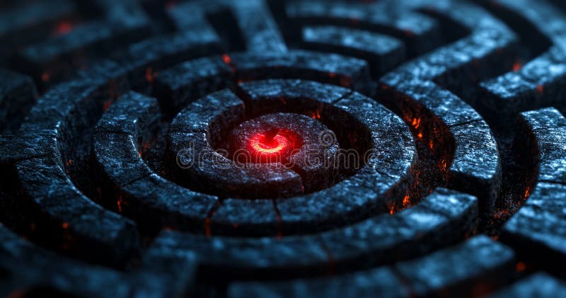Intricate Maze with Glowing Core Detail Stock Image - Image of abstract ...