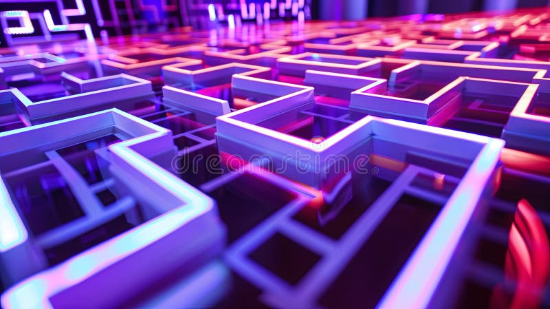 Intricate Maze with Multicolored Pathways Stock Illustration ...