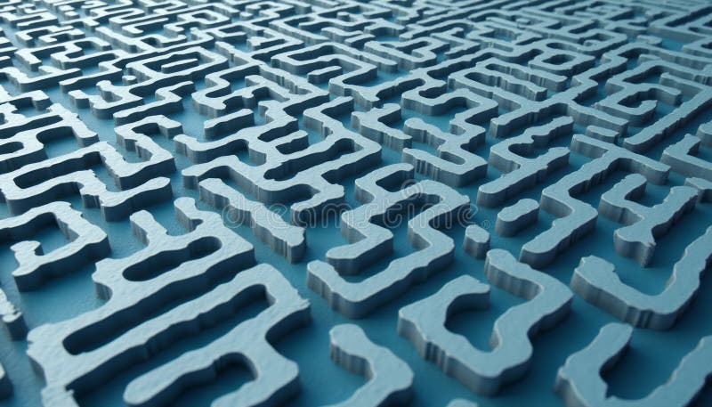 Intricate Maze Pattern in Cool Blue Tones Stock Image - Image of unique ...