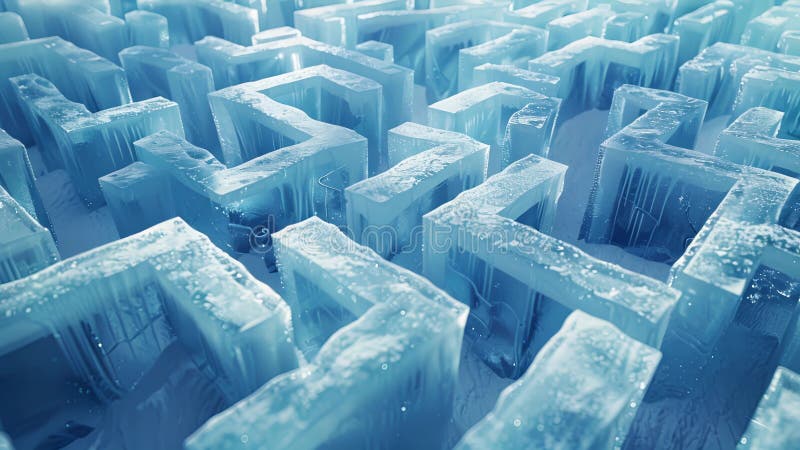 An Intricate Maze of Rectangular Ice Blocks Creating a Dizzying Optical ...