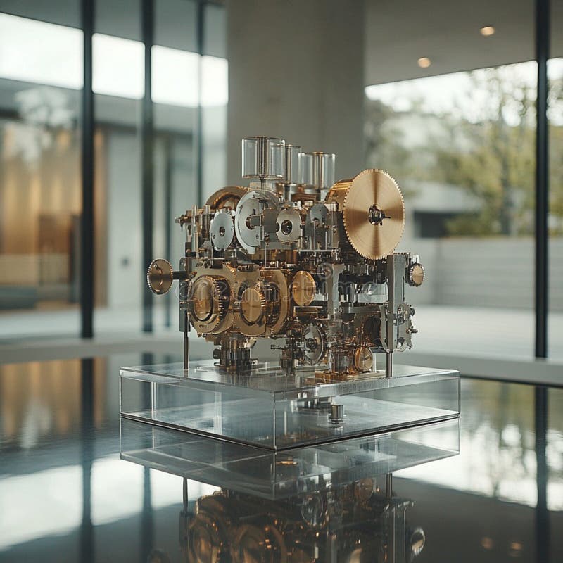 Intricate Mechanical Clockwork Engine Displayed in Modern Gallery ...
