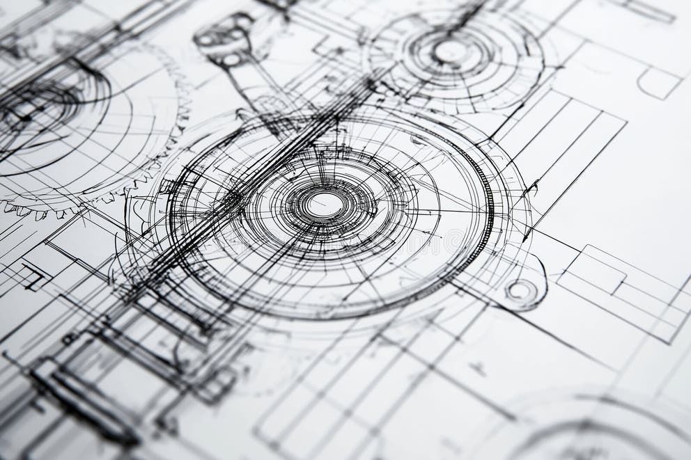 Intricate Mechanical Engineering Blueprint with Complex Technical ...