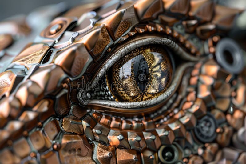 Intricate Mechanical Eye of a Robotic Creature Stock Illustration ...
