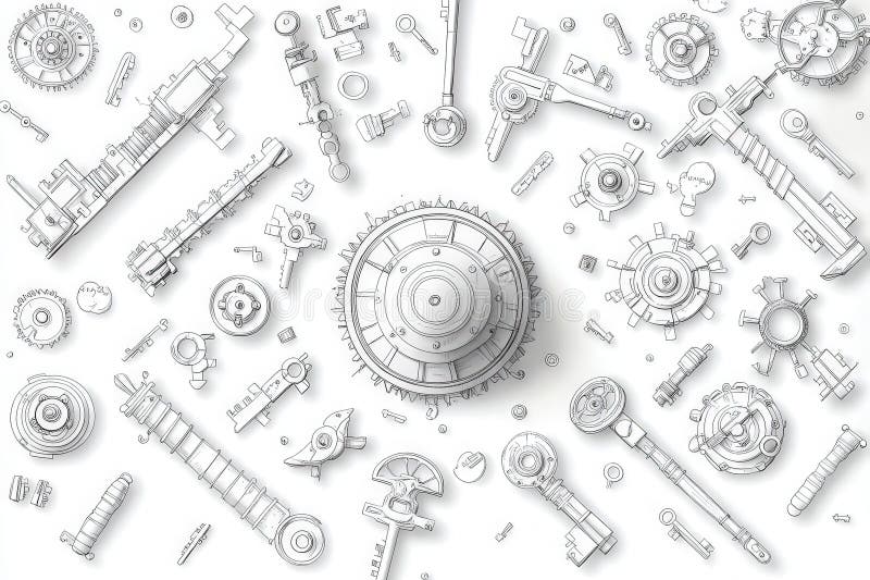 Intricate Mechanical Gear Design Featuring Various Engineering ...