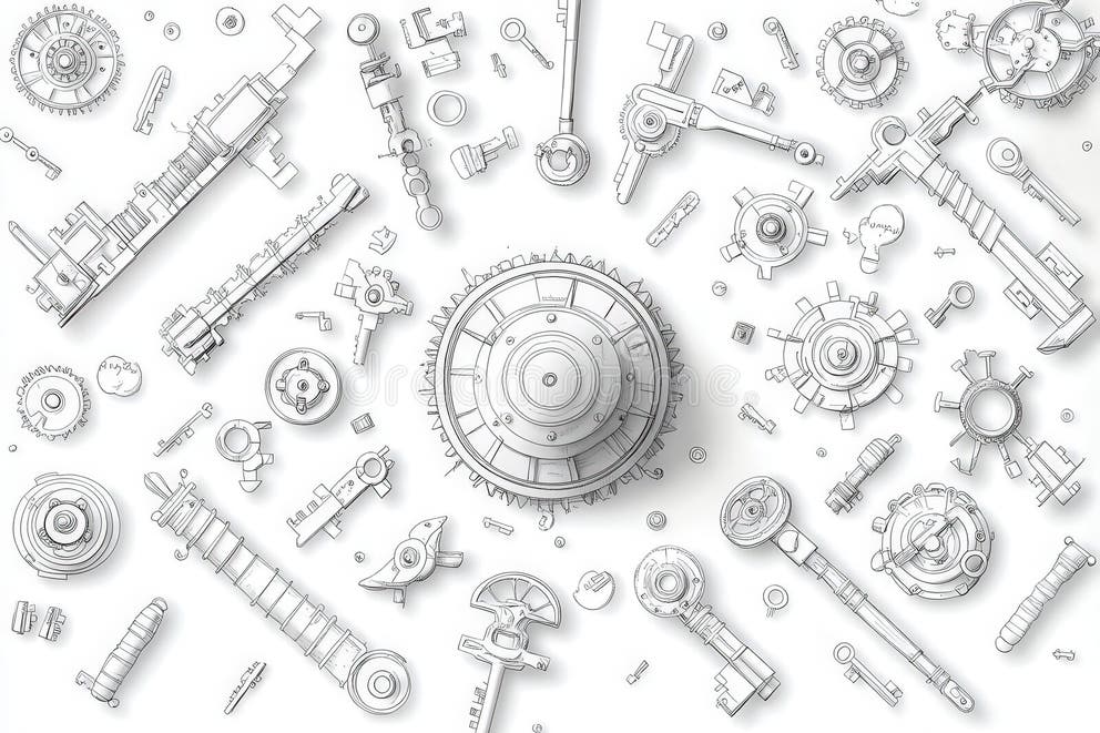 Intricate Mechanical Gear Design Featuring Various Engineering ...