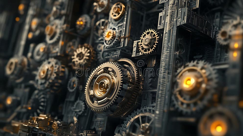 Intricate Mechanical Gears System Stock Illustration - Illustration of ...