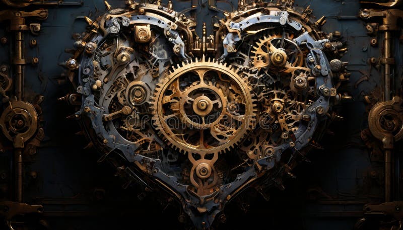 Intricate Mechanical Heart with Interconnected Gears and Cogs Stock ...