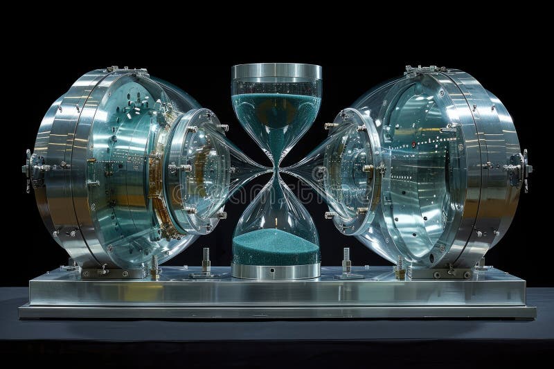 Futuristic Hourglass Enclosed in a Sleek, Metallic Mechanism Stock ...