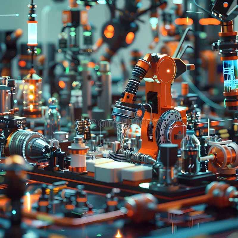 Intricate Mechanical Models and Technical Schematics in a Vibrant STEM ...