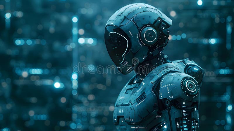 Intricate Mechanical Robot Blueprint with Futuristic HUD Interface ...