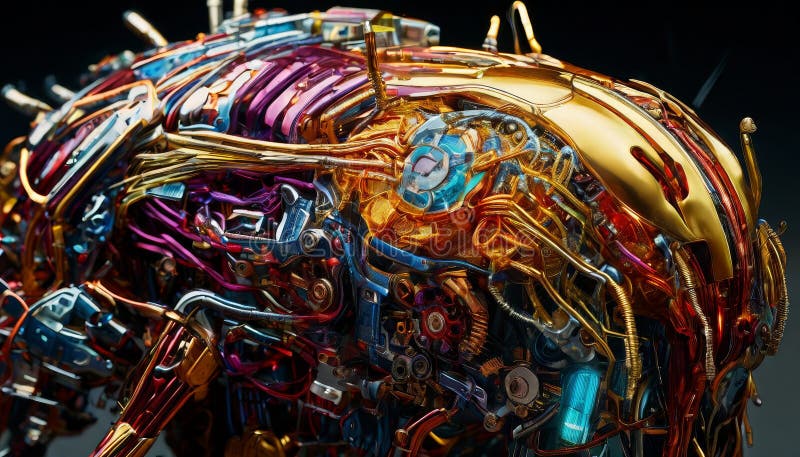 Intricate Mechanical Structure of a Colorful Robotic Creature Stock ...