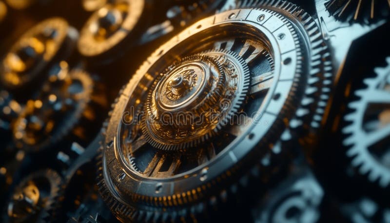 Intricate Mechanics a Close-Up View of Interlocking Gears and Complex Machinery in Motion Stock ...