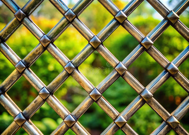 Intricate Metal Fence Design Geometric Diamond Pattern in a Square Grid ...