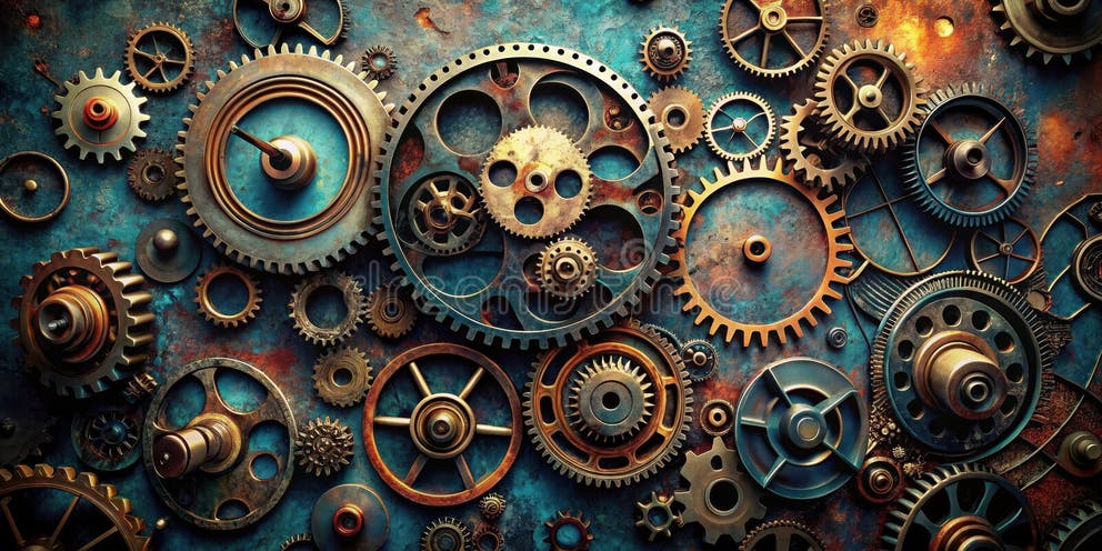 Intricate Metal Gear Assembly a Complex Tapestry of Rusty and Burnished ...