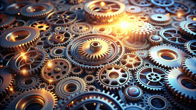 Intricate Metal Gear System a Complex Interlocking Network of Rotating ...