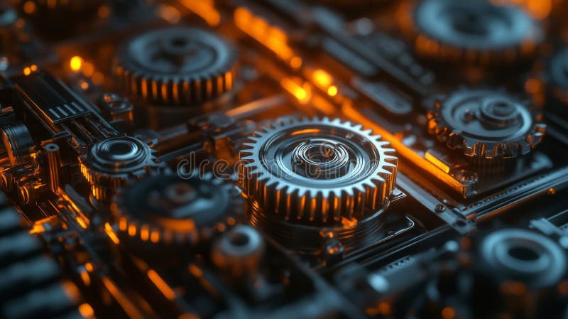 Intricate Metal Gears Interlock in Complex Machine Stock Illustration ...