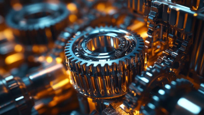 Intricate Metal Gears Interlocking Complex Machinery Stock Illustration ...