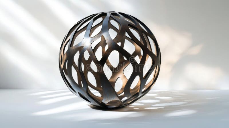 Intricate Metal Sphere Sculpture with Light and Shadow Stock ...