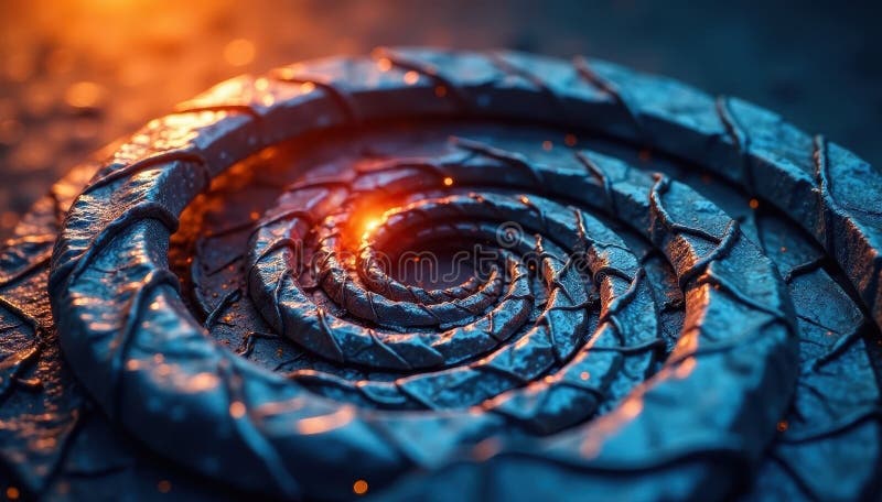 Intricate Metal Spiral, Blue Orange Gradient , Shape, Still Life Stock ...