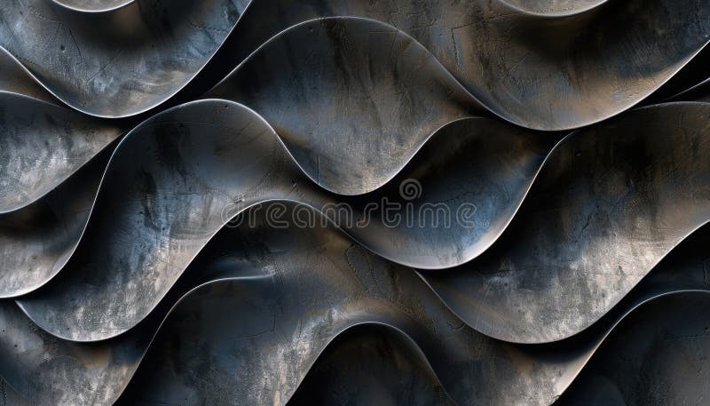 Intricate Metal Waves Create a Dynamic Texture on a Wall in an Urban ...