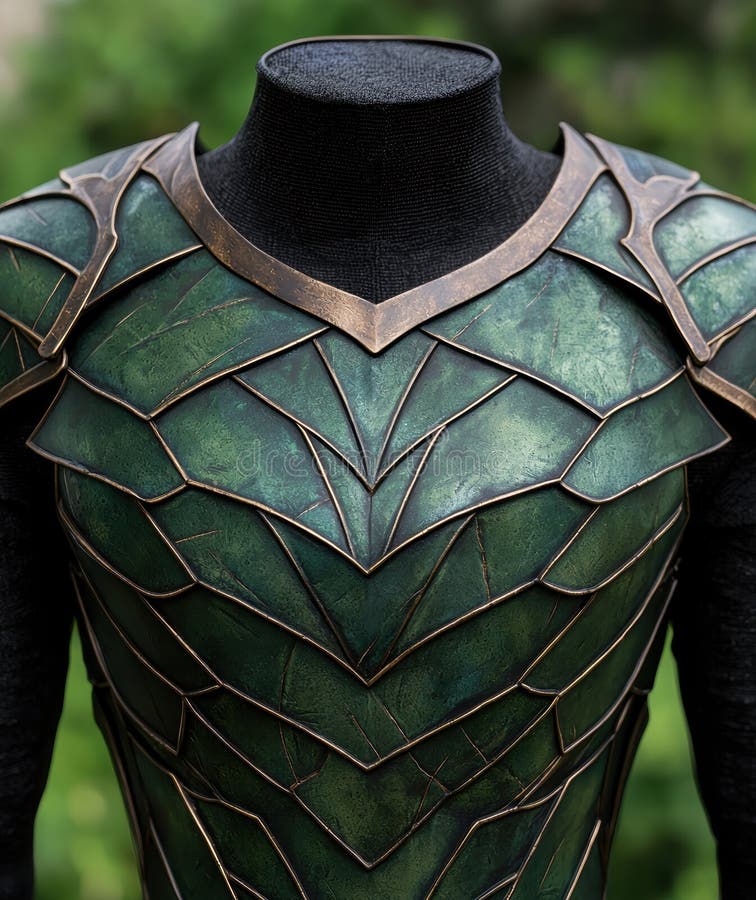 Intricate Metallic Armor with Geometric Patterns Stock Illustration ...