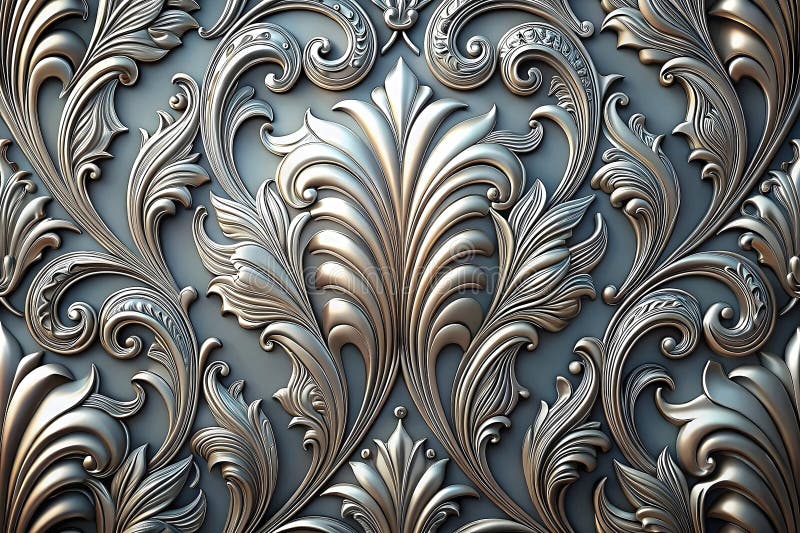 Intricate Metallic Floral Pattern Stock Illustration - Illustration of ...