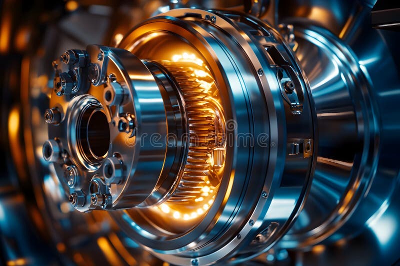 Intricate Metallic Machinery with Glowing Gears and Complex Engineering ...