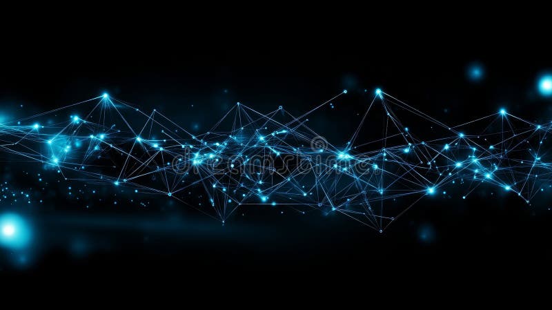 Intricate Metallic Molecule Structure Reflecting Blue Light on Dark ...